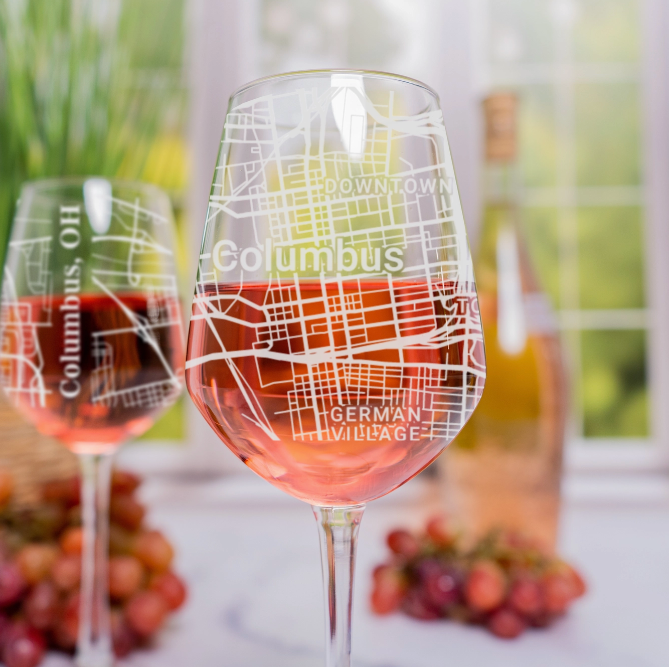 Engraved Columbus Street Map Wine Glass | The Red Stable, German ...
