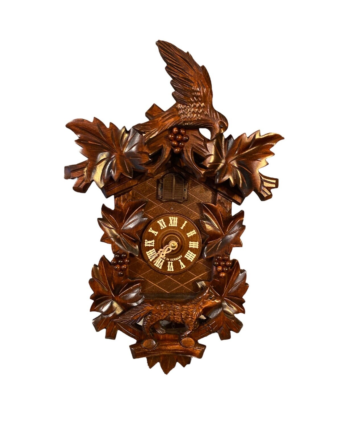 Quartz Carved Fox with Grapes Cuckoo Clock | The Red Stable, German ...