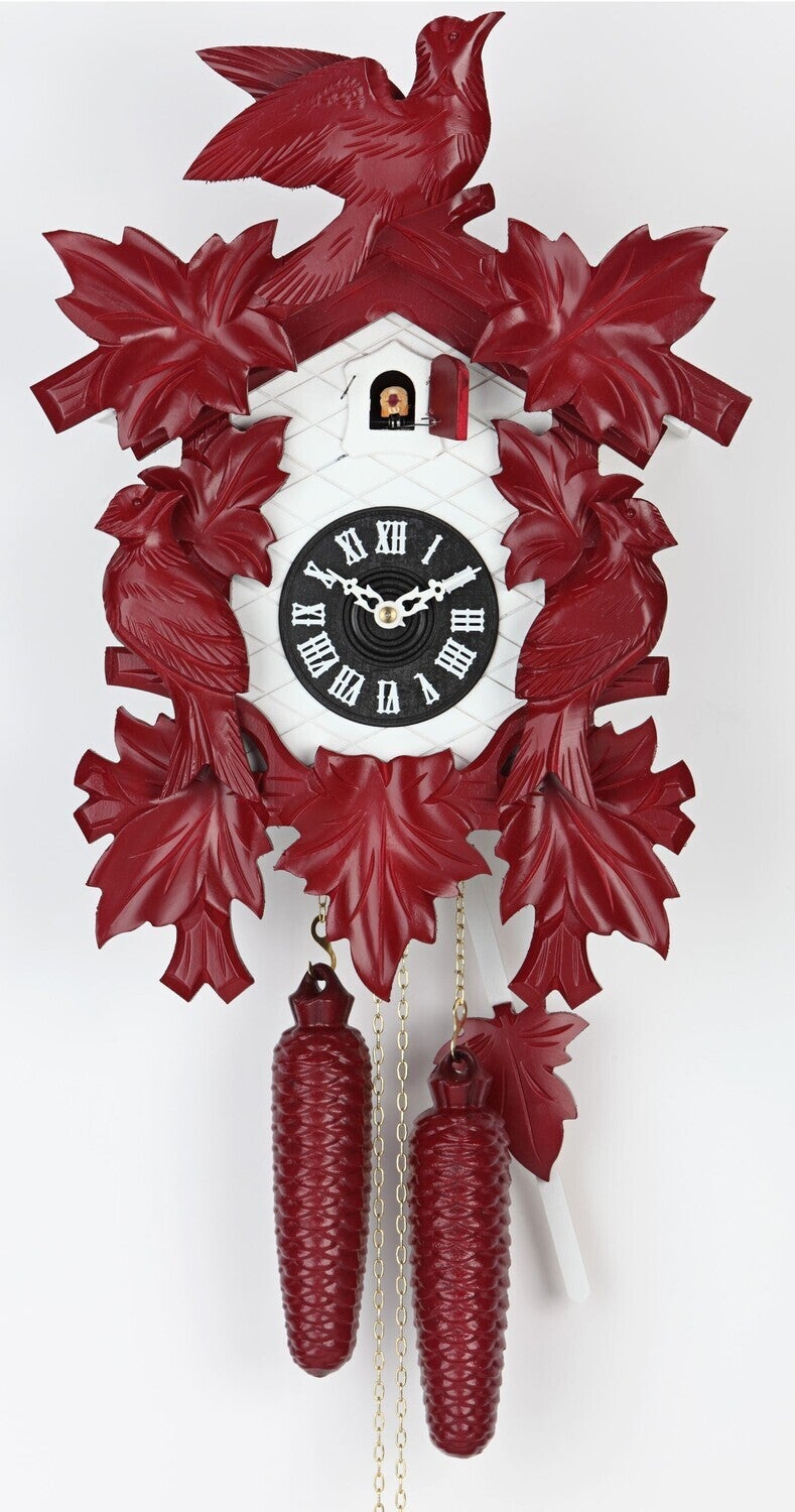 8-Day Carved Red Cuckoo Clock | The Red Stable, German Village ...